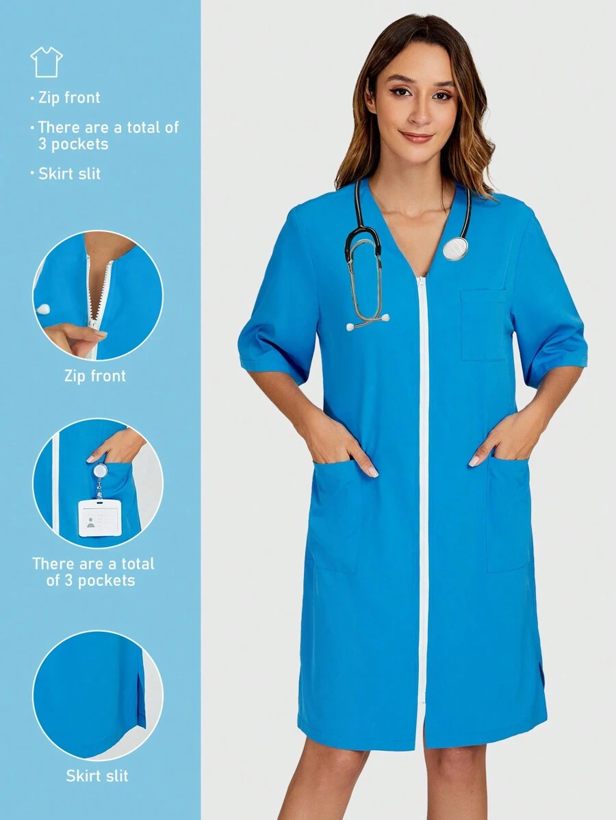cimmuovere Half Sleeve Lab Coat Scrub Jacket, Nurse Uniform, Clinic ...