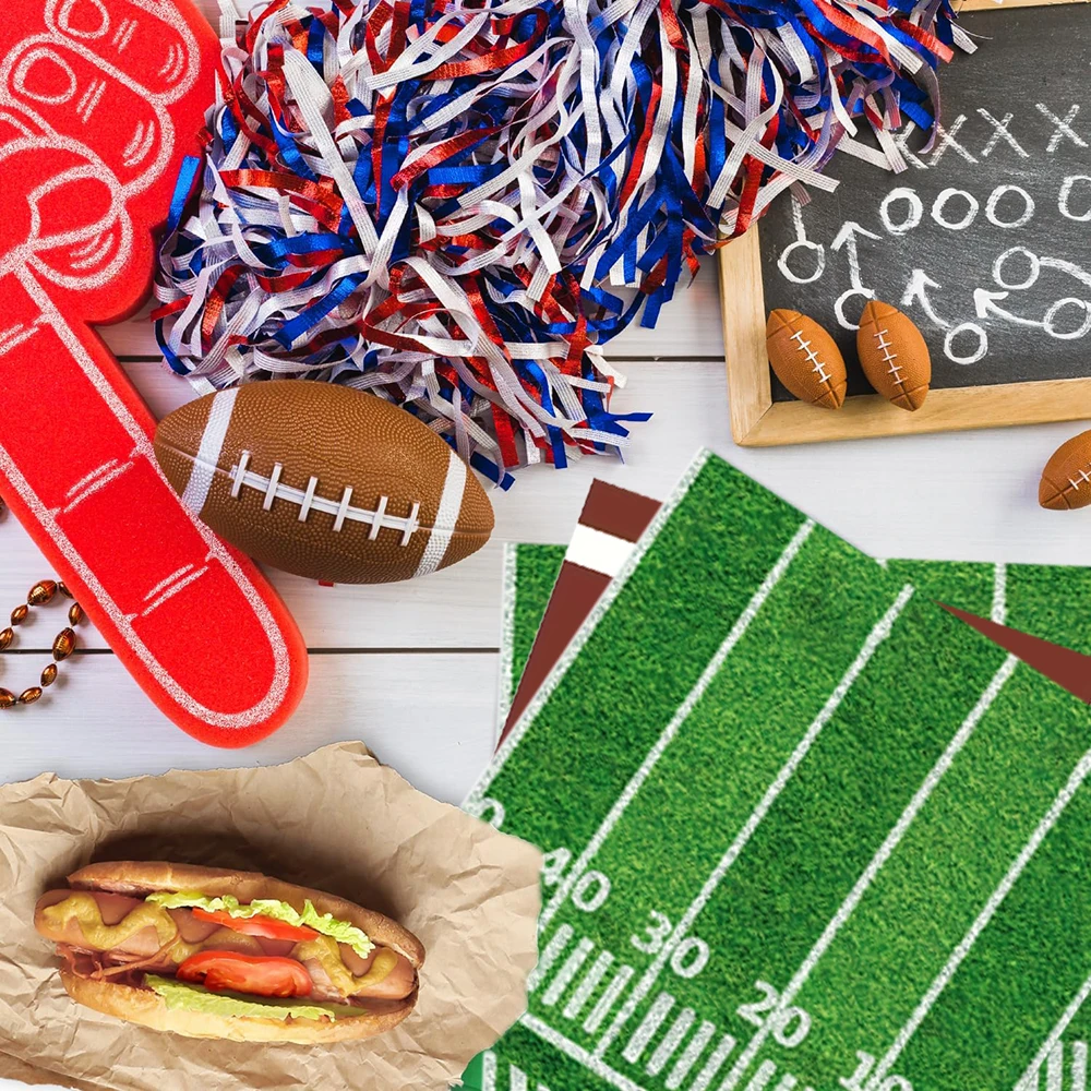 Sports Themed Paper Napkins With Football Graphics, Cartoon Football ...