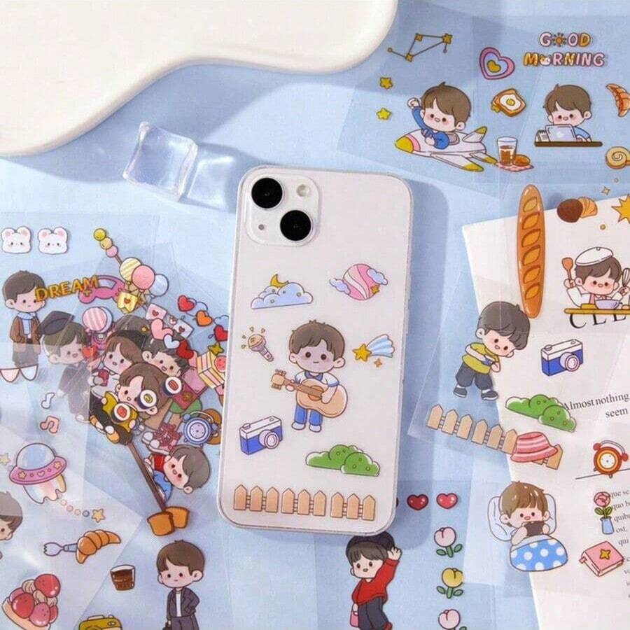 100 Stickers, PET Handbook Stickers, Gift Boxes, Waterproof, Traceless ...