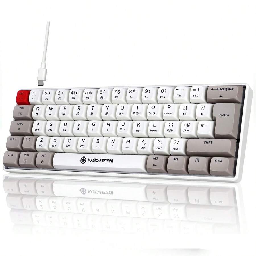 60% Mechanical Keyboard, Dye Sublimation PBT Keycap RGB Backlit 61 Key ...