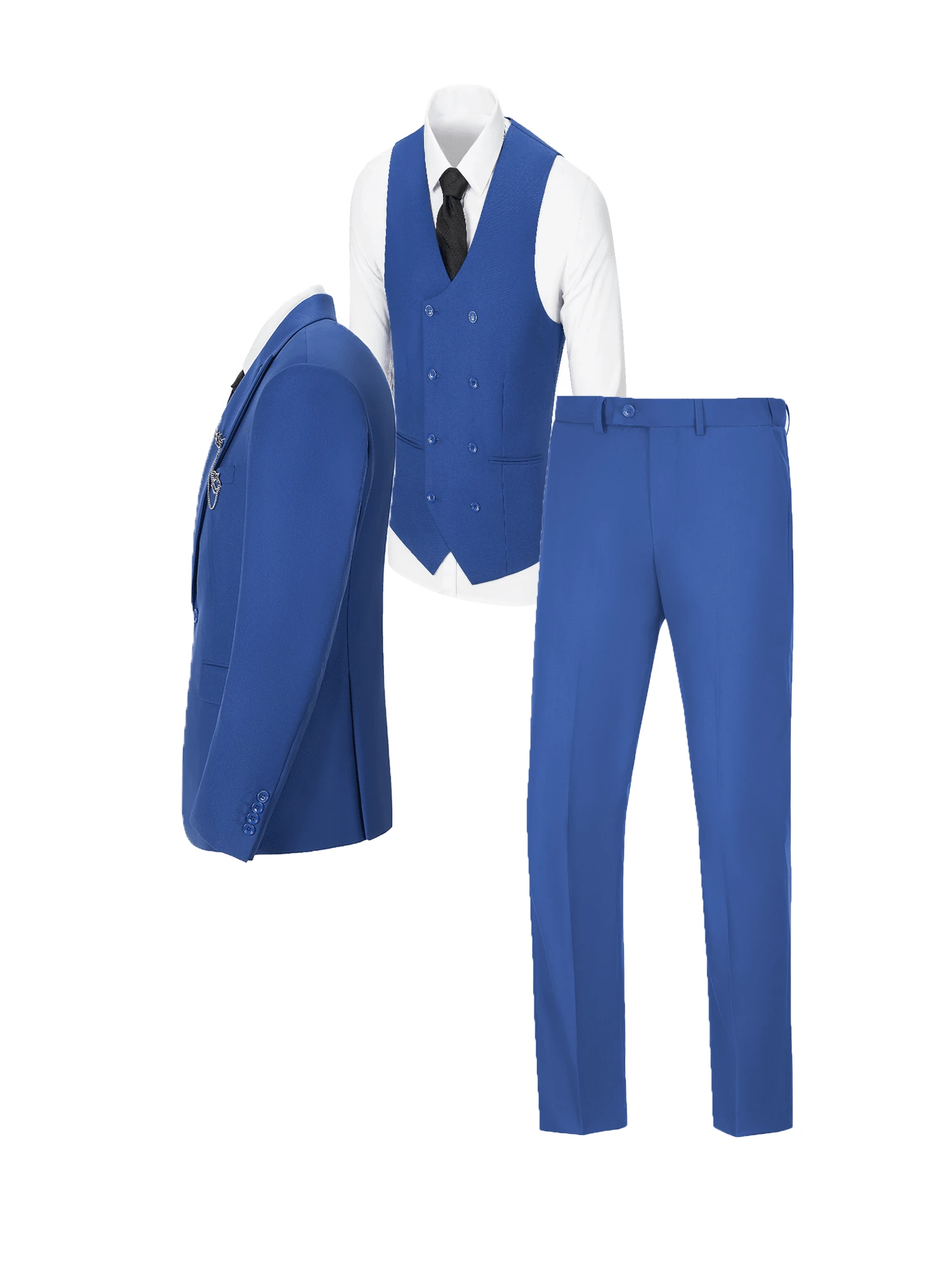 3 Piece Men's Suits Slim Fit Suits For Men Double Breasted Suit Men ...