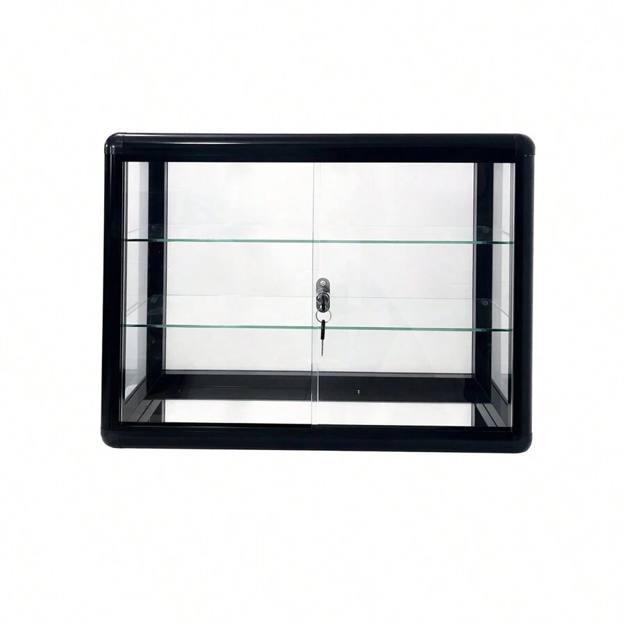 Tempered Glass Counter Top Display Showcase With Sliding Glass Door And ...