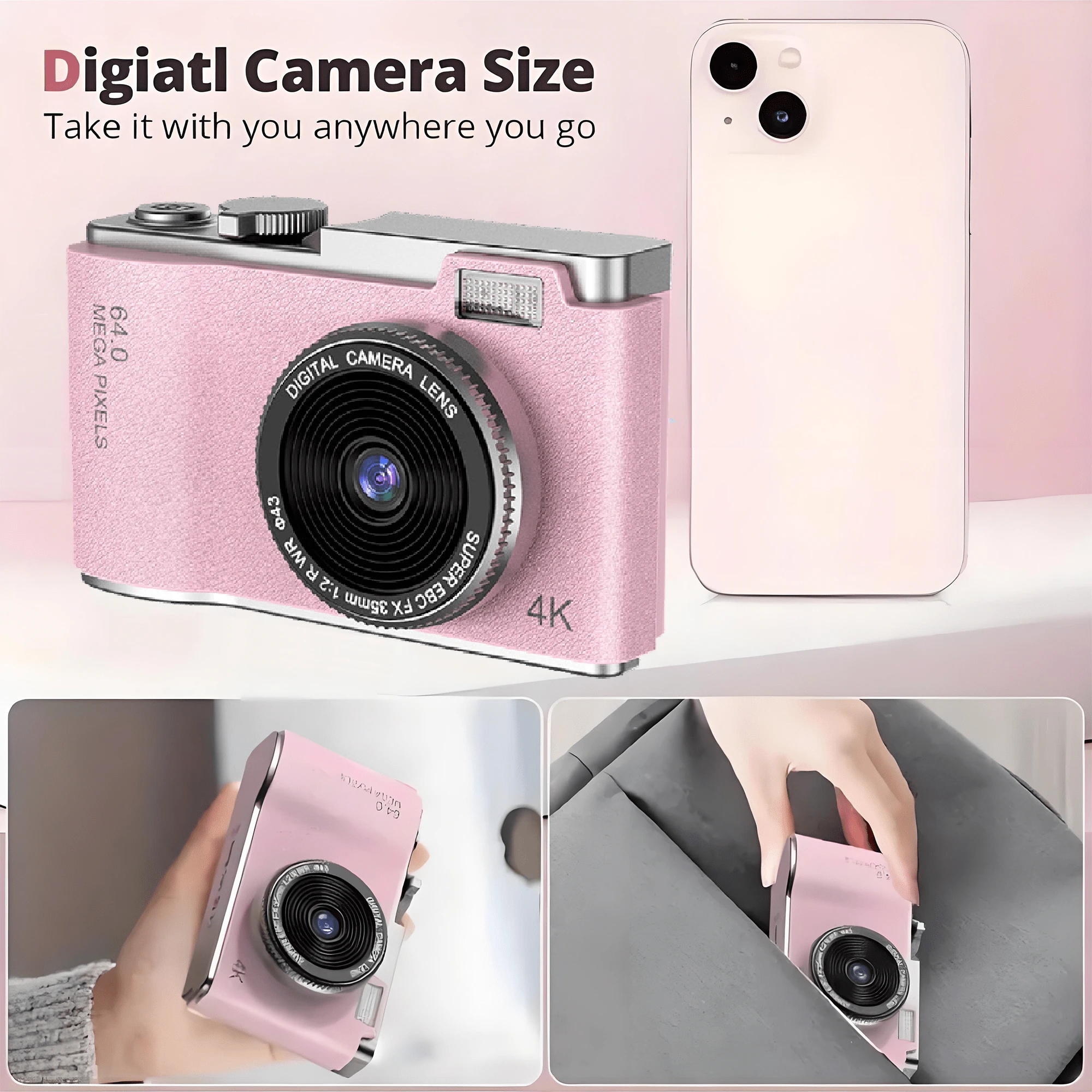 1080P Digital Camera, 16X Digital Zoom Camera For Vlogging, 2.4" LCD ...