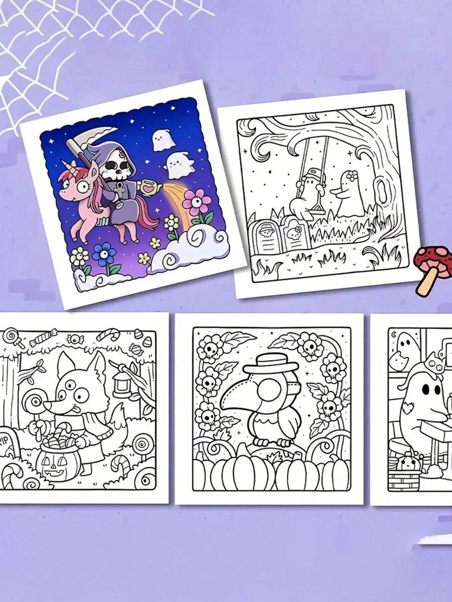 1pc Cute Scary Characters Coloring Book For Girls, Relaxing And ...
