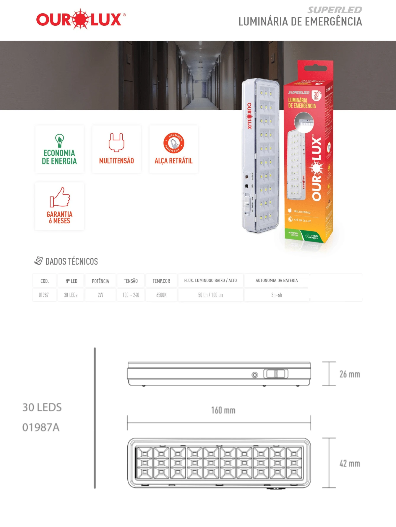 Multipurpose Emergency Light Mini 30 LEDs Bivolt Rechargeable Product ...