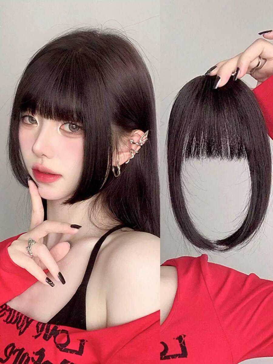 Princess Style Wide Edge Straight Bangs Layered Clip-On Hair Extension ...