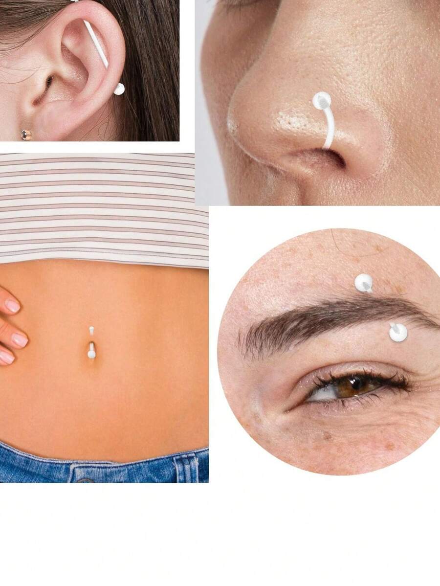 36Pcs Clear Piercing Retainers For Nipple Tongue Nose Septum Eyebrow ...