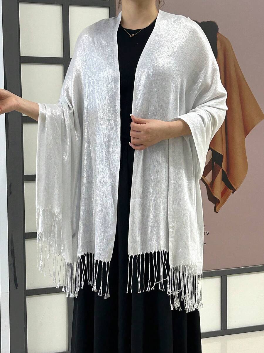 1pc Party Dance Evening Silver Thread Scarf Shawl Elegant | SHEIN USA