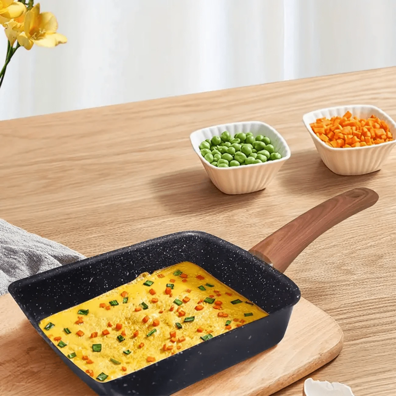 1pc Japanese Tamagoyaki & Burger Patty Rectangle Frying Pan, Cast Iron ...