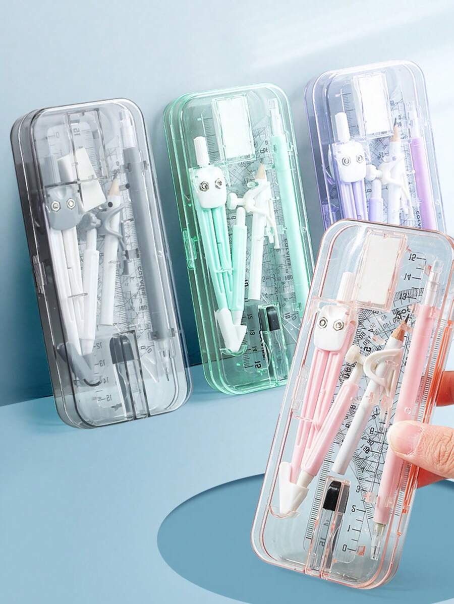 9pcs/set Geometry Tool Set For Students Including Compass, Ruler ...