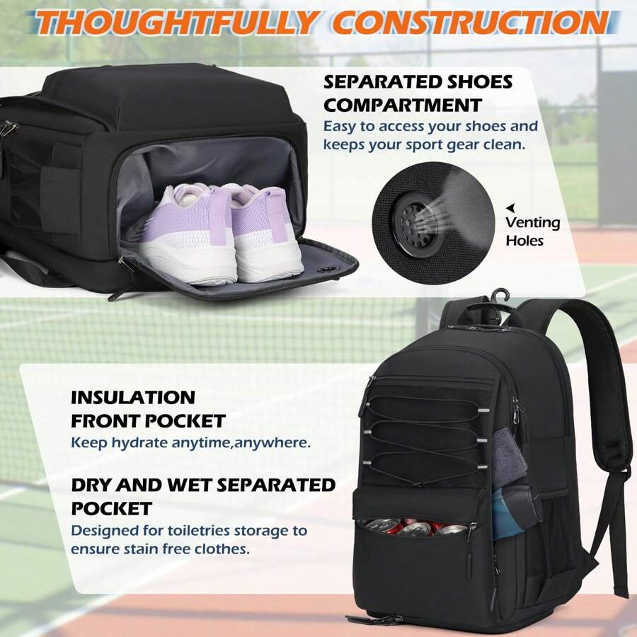 Tennis Bag Tennis Backpack For Women And Men Racket Bags Holds 2 Racket ...