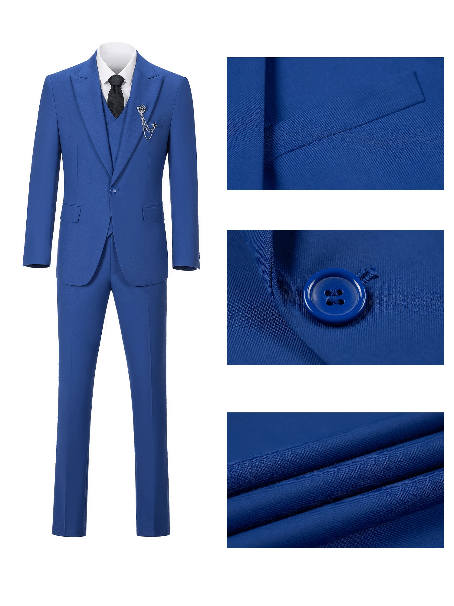 3 Piece Men's Suits Slim Fit Suits For Men Double Breasted Suit Men ...