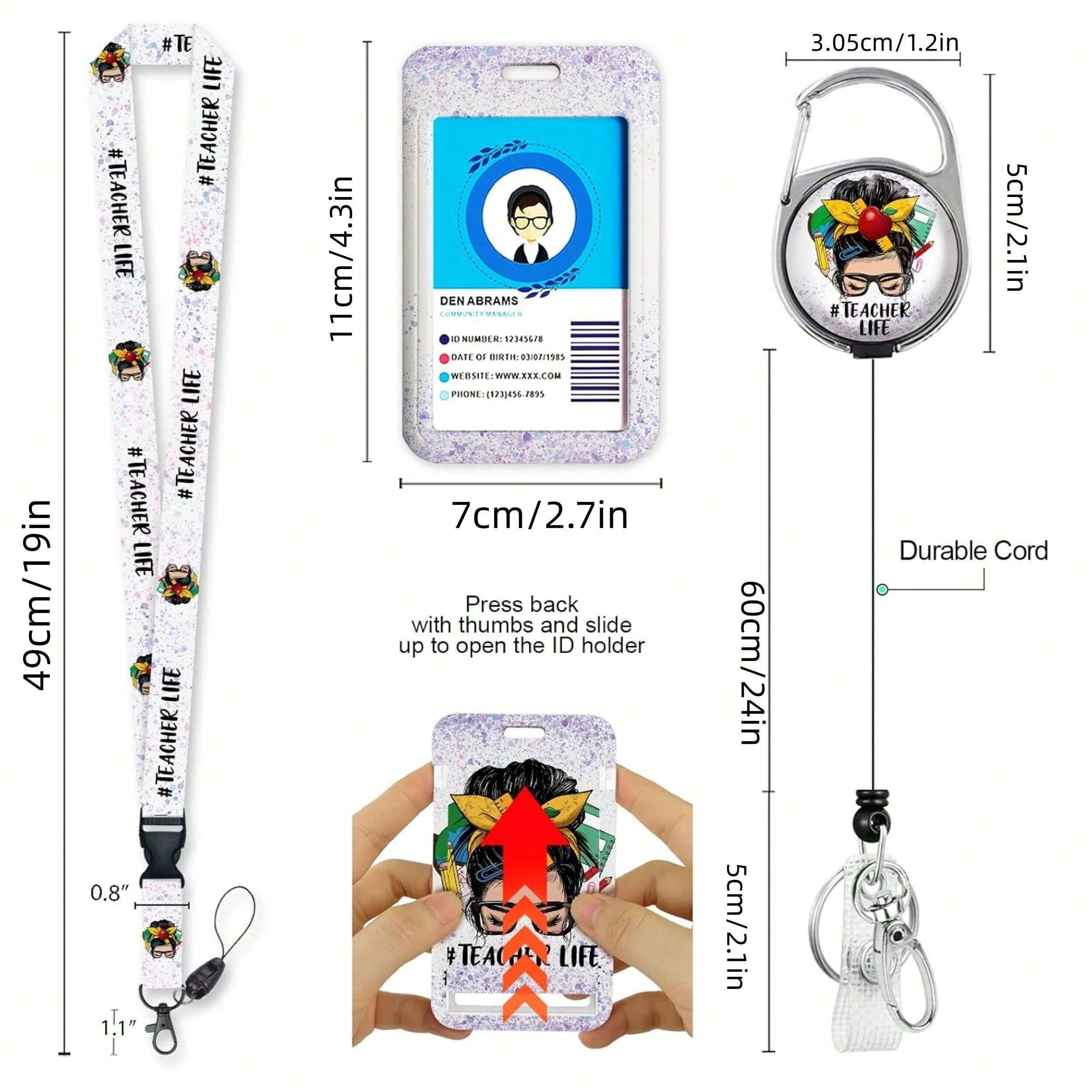 Teacher Lanyards For Id Badges And Keys, White Id Card Holders For ...