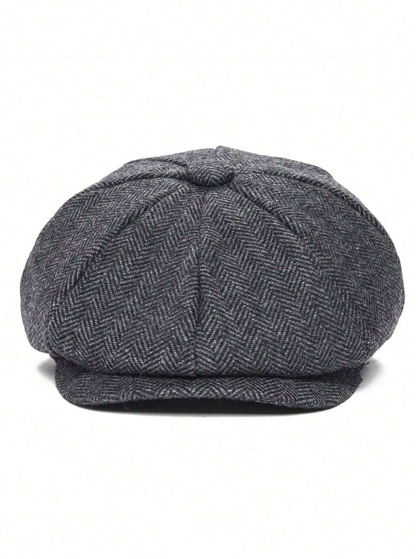 1pc Men Newsboy Cap Peaky Bakerboy Hat Classic Herringbone Tweed Wool ...