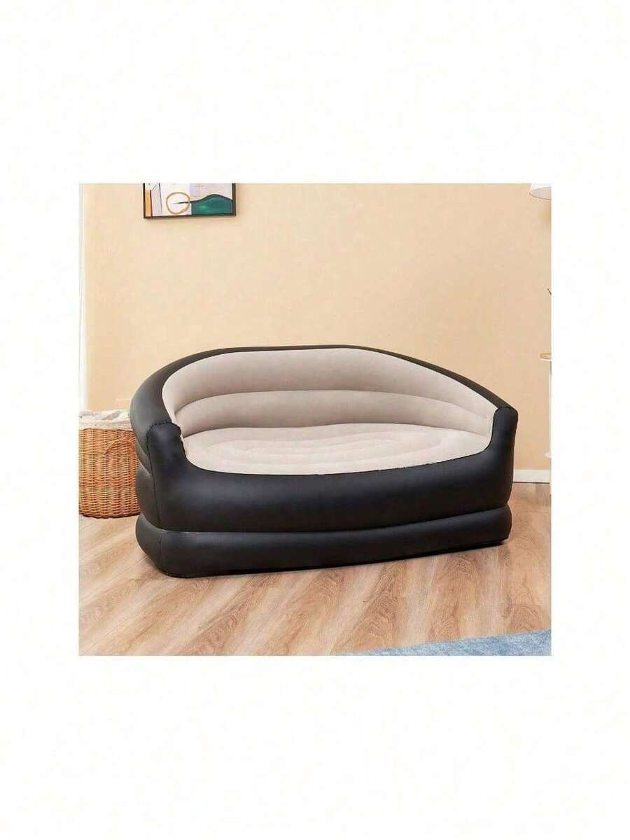 Inflatable Sofa, Air Flocking Couch Loveseat For Outdoor Camping, Black ...