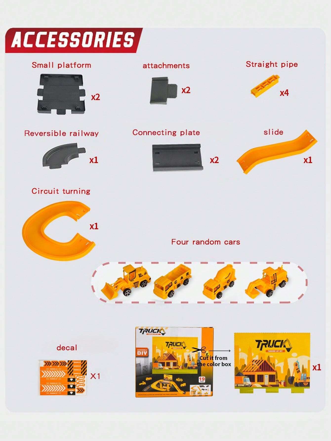 1 Set Children Boys DIY Trackway Parking Lot Toy Police Car Fire Engine ...