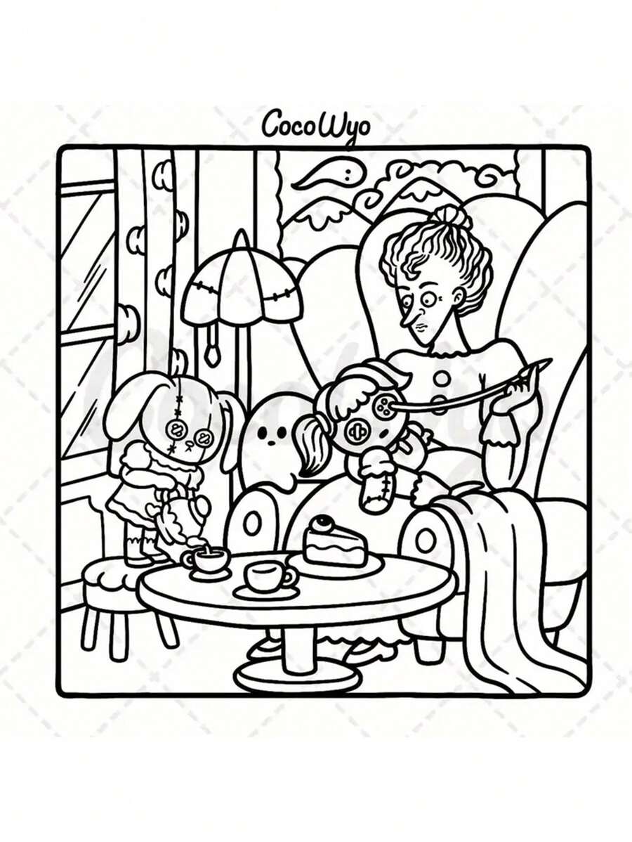 1pc Cute Scary Characters Coloring Book For Girls, Relaxing And ...