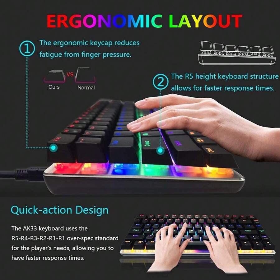ATTACK SHARK ATTACK SHARK Gaming Mechanical Keyboard Wired Type-C Metal ...