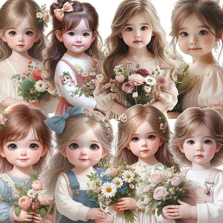 1 Pack Vintage Pretty Flower Girl Stickers, Decorative Creative Vintage ...