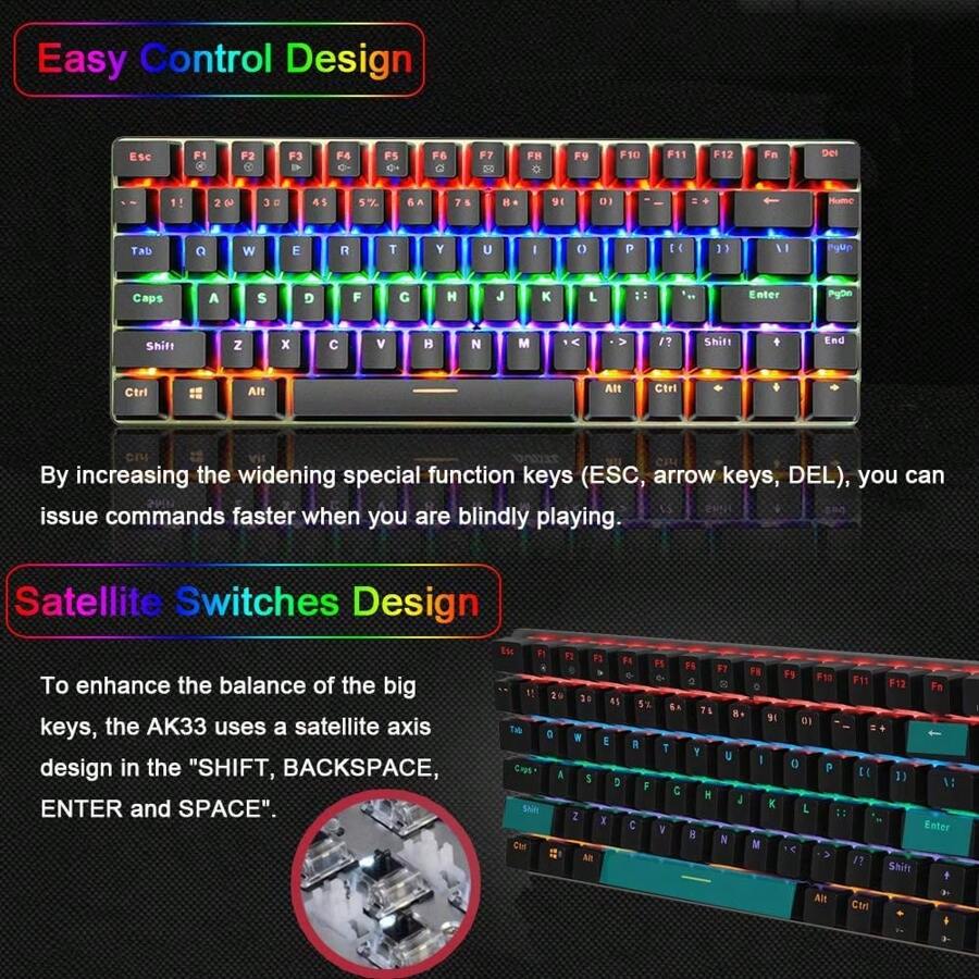 ATTACK SHARK ATTACK SHARK Gaming Mechanical Keyboard Wired Type-C Metal ...