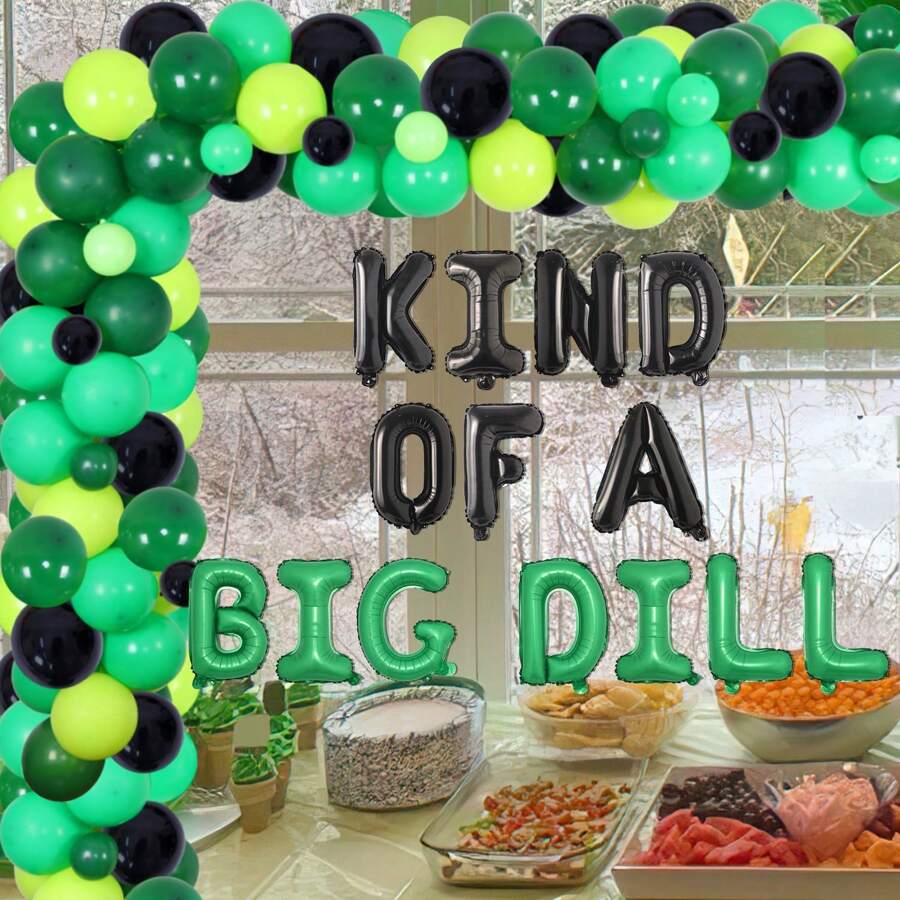 87Pcs Black Green Pickle Birthday Party Balloon Banner Kind Of A Big ...