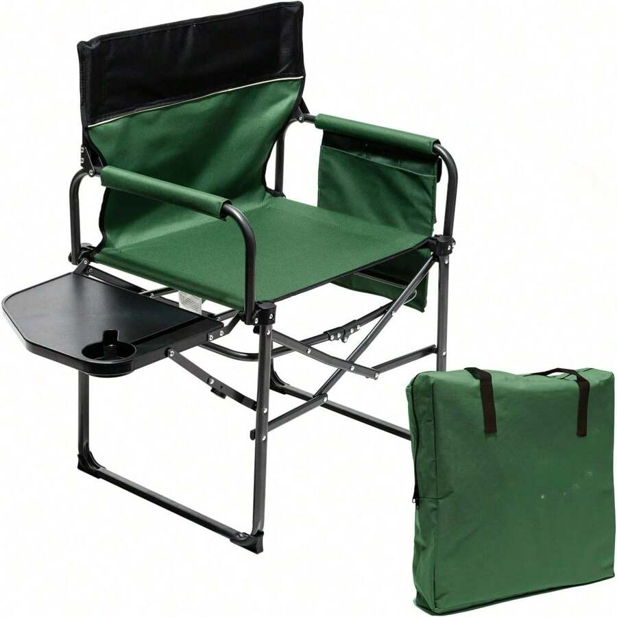 Camping Director Chair, Portable Folding Chair With Side Table And ...