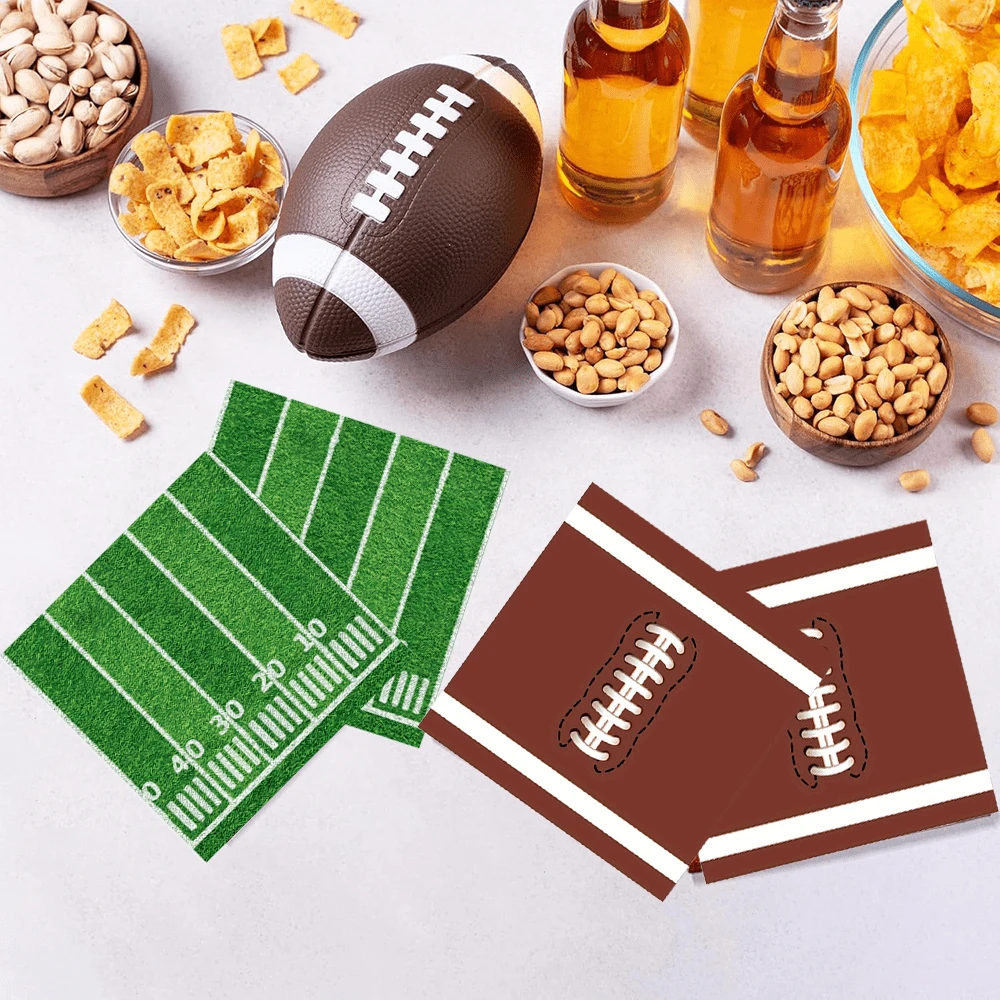 Sports Themed Paper Napkins With Football Graphics, Cartoon Football ...