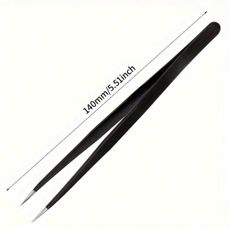6pcs Professional Precision Tweezers Set - Black Metal, 1.0mm Thickness ...