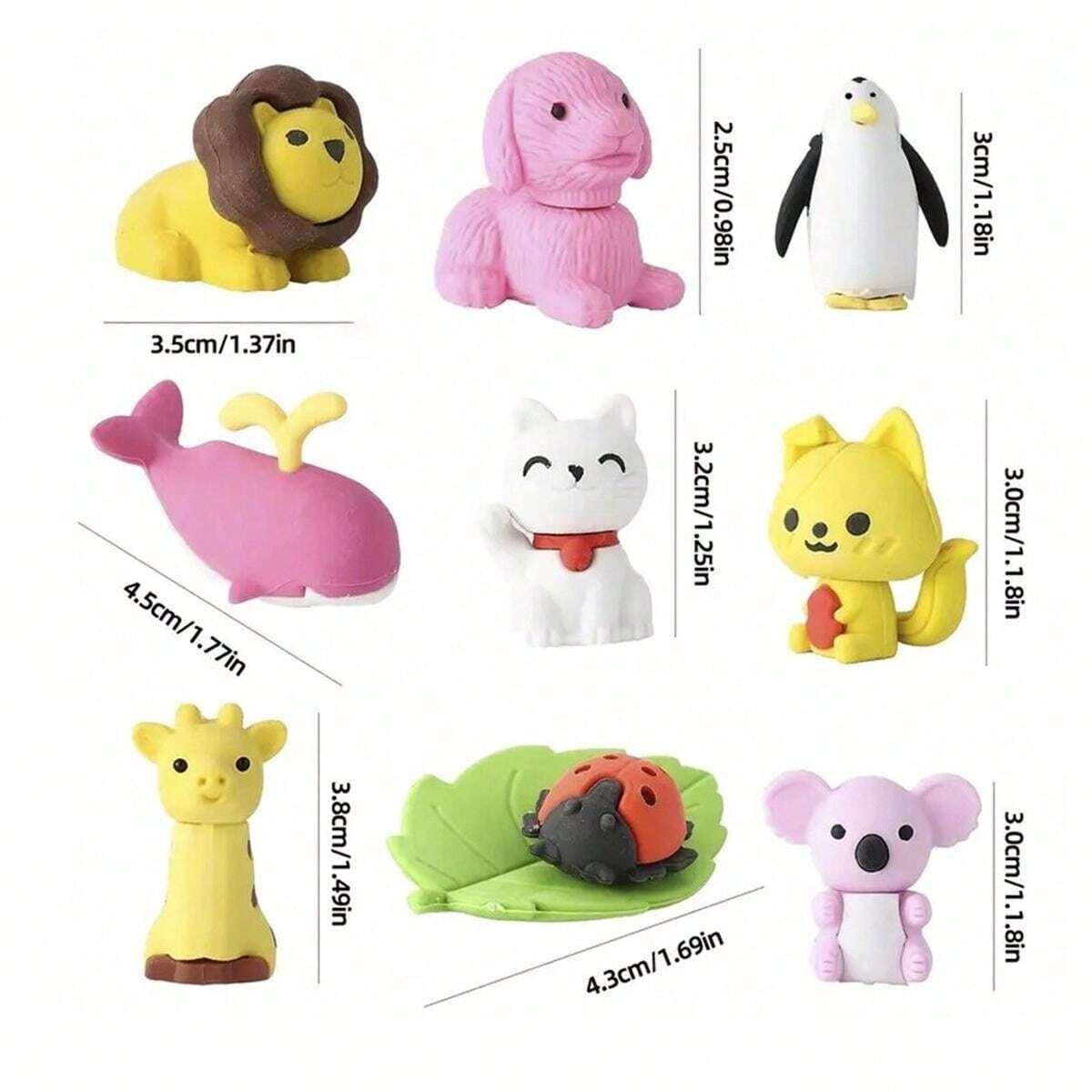 2/5/10/20/30/50pcs Cute Animal Erasers, Suitable For Students, Adorable ...