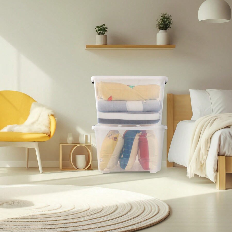 Bblina 50 Quarts Large Storage Boxes, Clear Plastic Bins With Lids And ...