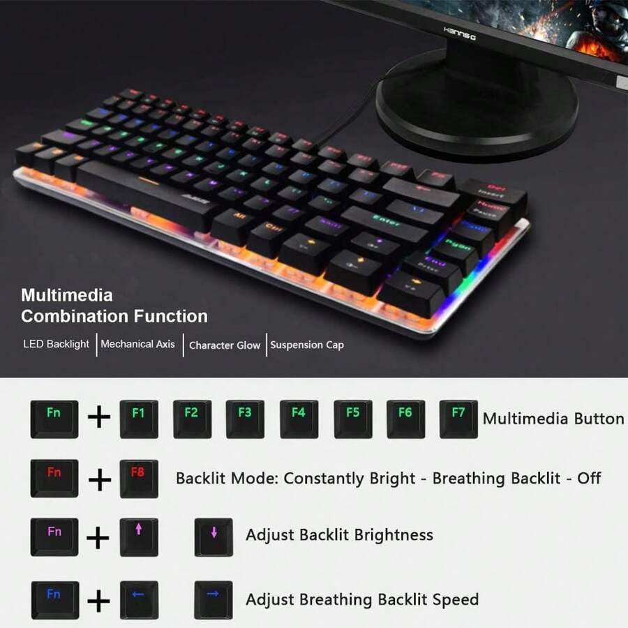 ATTACK SHARK ATTACK SHARK Gaming Mechanical Keyboard Wired Type-C Metal ...