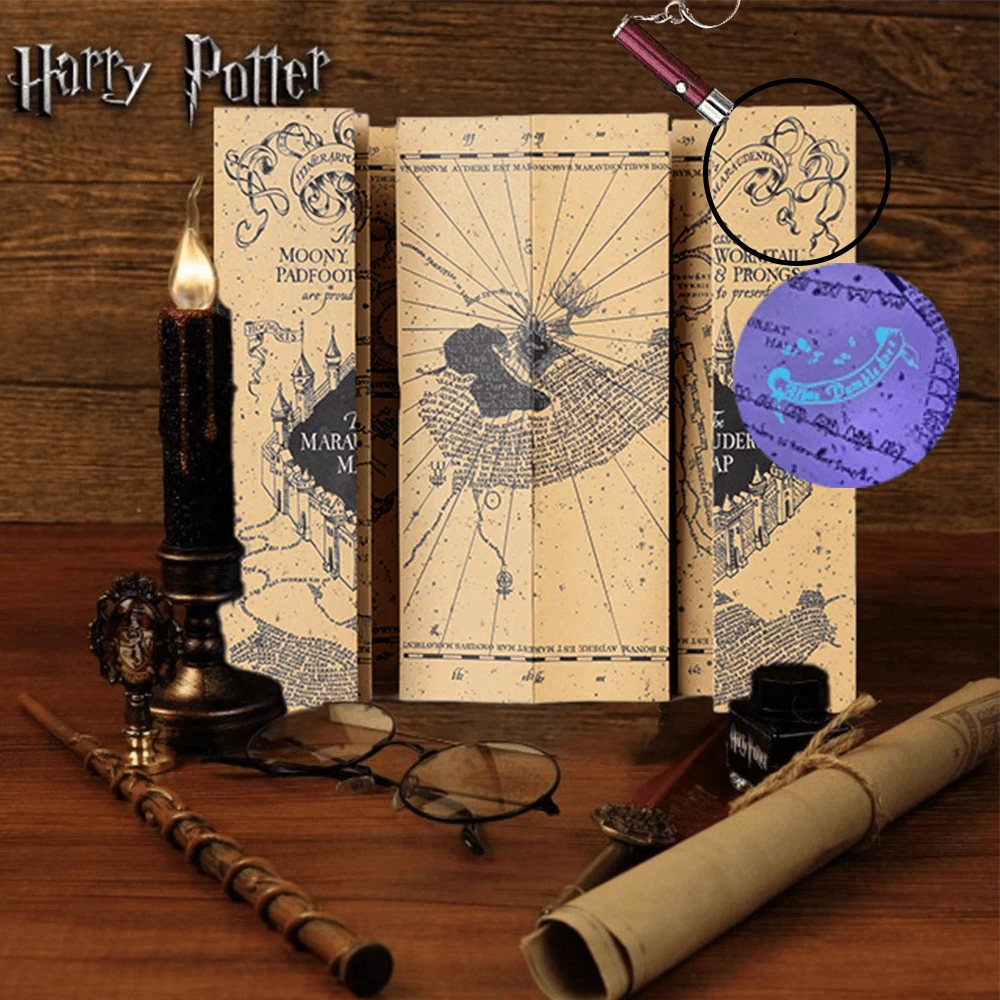 WB 1 pieza Mapa de la Escuela de Magia de los Merodeadores Hogwarts ...