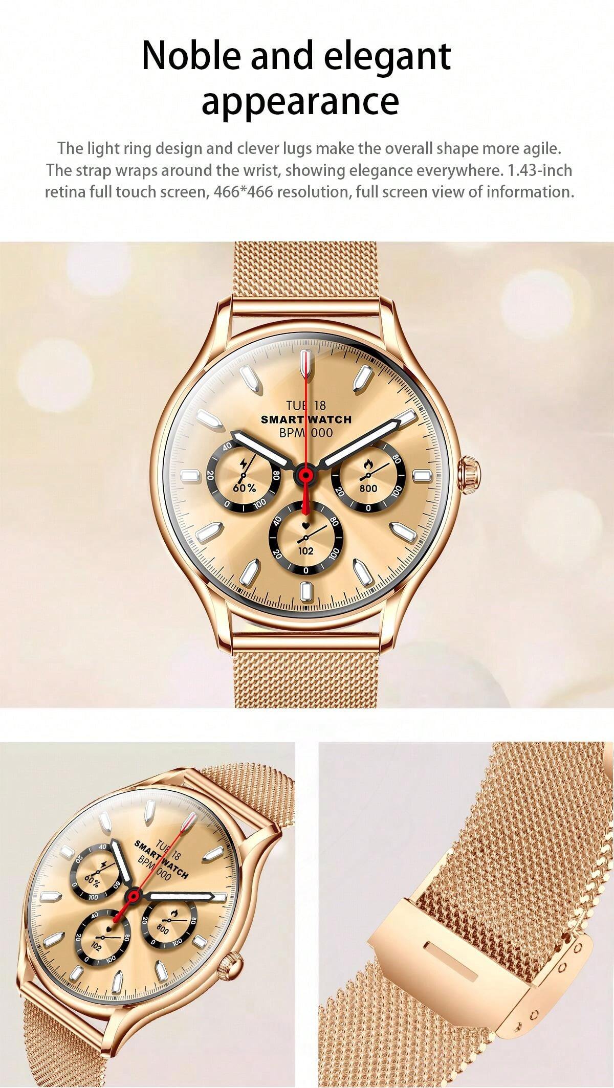 Novo Relógio Inteligente Esférico Metálico Brilhante QS36 Ultrafino de ...