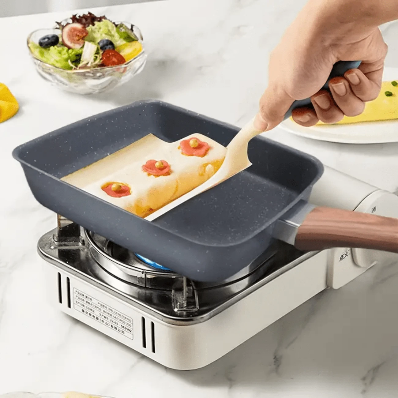 1pc Japanese Tamagoyaki & Burger Patty Rectangle Frying Pan, Cast Iron ...