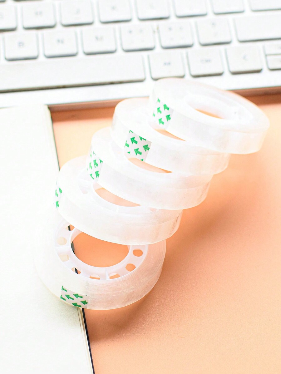 9 Rolls 1 Package Office Stationery Tape Sticky Transparent PVC Plastic ...