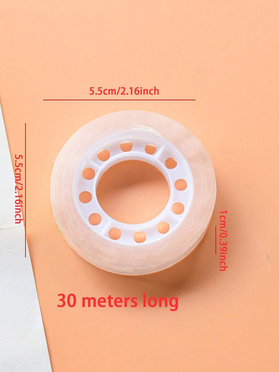 9 Rolls 1 Package Office Stationery Tape Sticky Transparent PVC Plastic ...