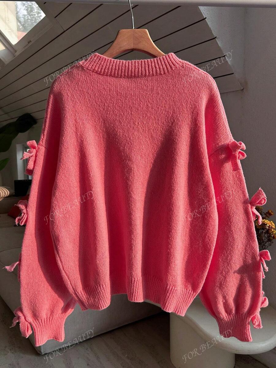 Spring/Autumn New Romantic Pink Long Sleeved Knitted Sweater For Women ...