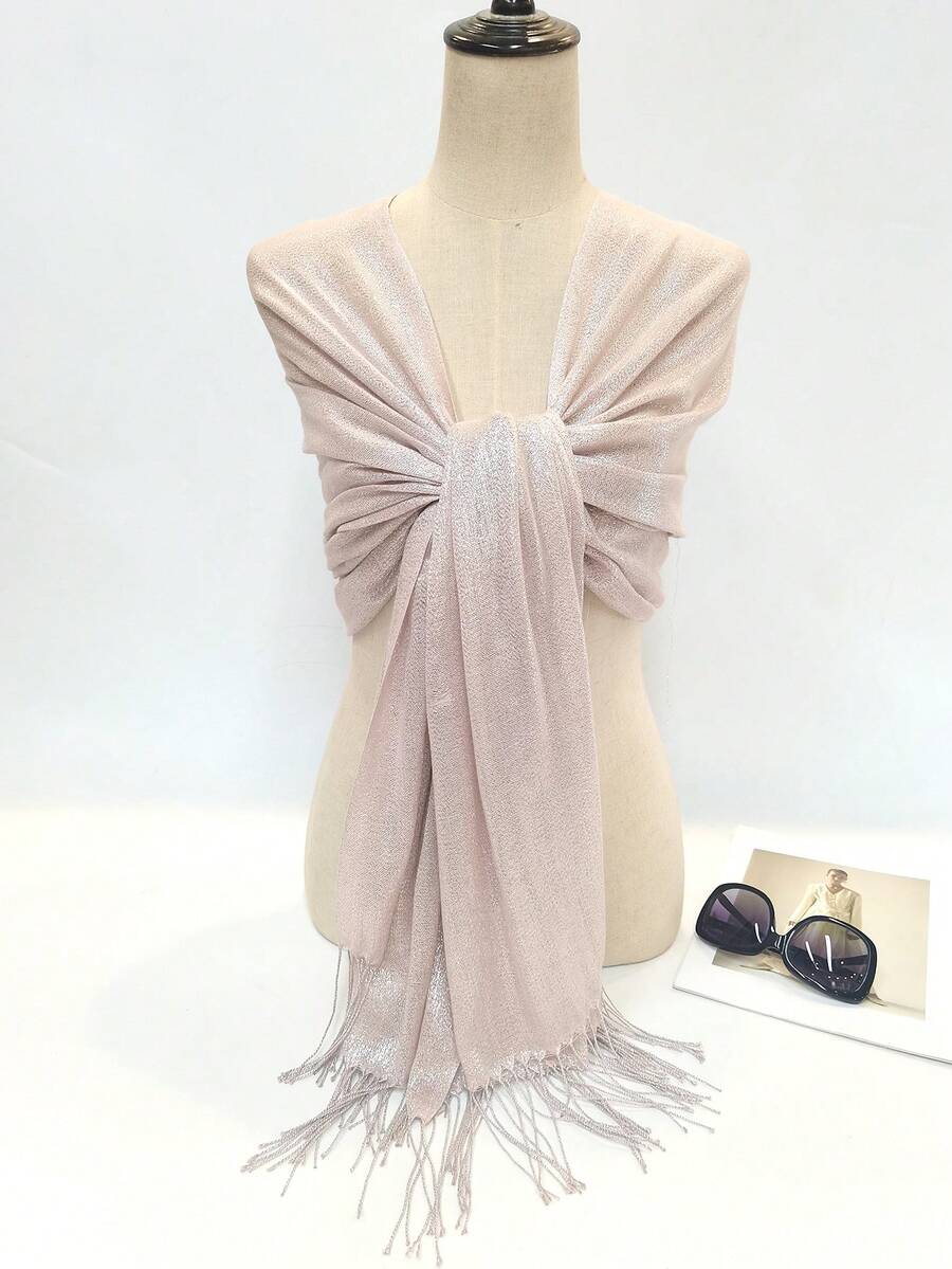 1pc Party Dance Evening Silver Thread Scarf Shawl Elegant | SHEIN USA