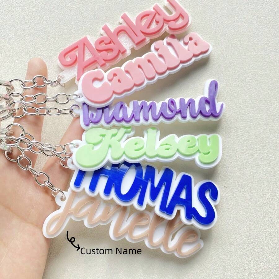 Custom Acrylic Name Keychains With Glitter, Colorful Custom Letter Key ...