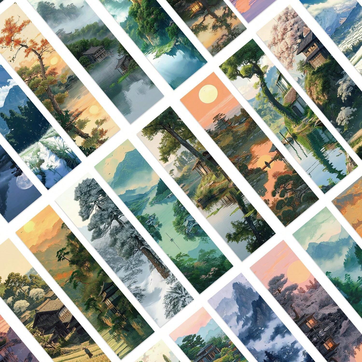 30 Lake And Mountain Bookmark Series Simple Handbook Literary Creative ...