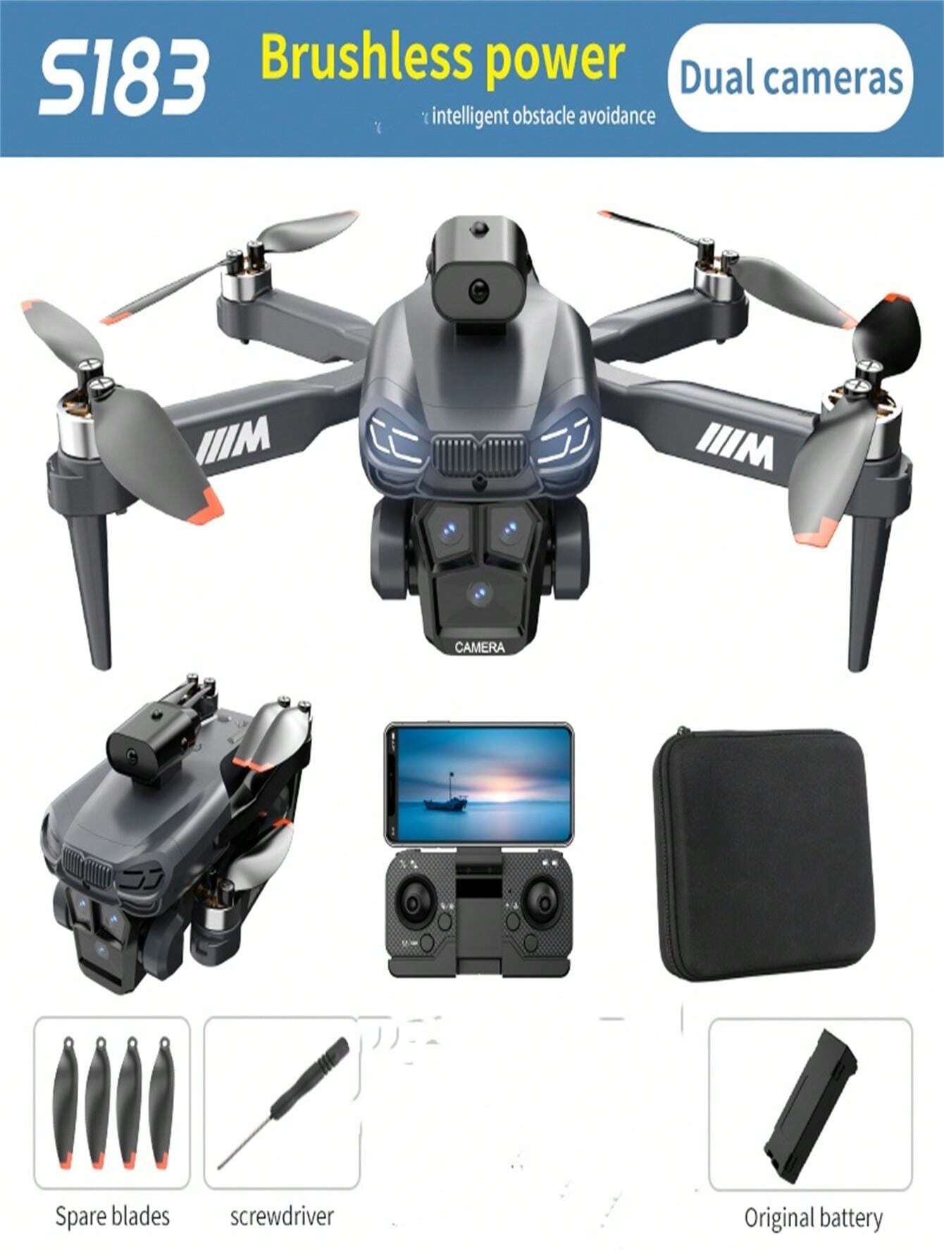 Motor sin escobillas Drone S183 con flotación óptica, cámara de 720P, y evitación inteligente de ...
