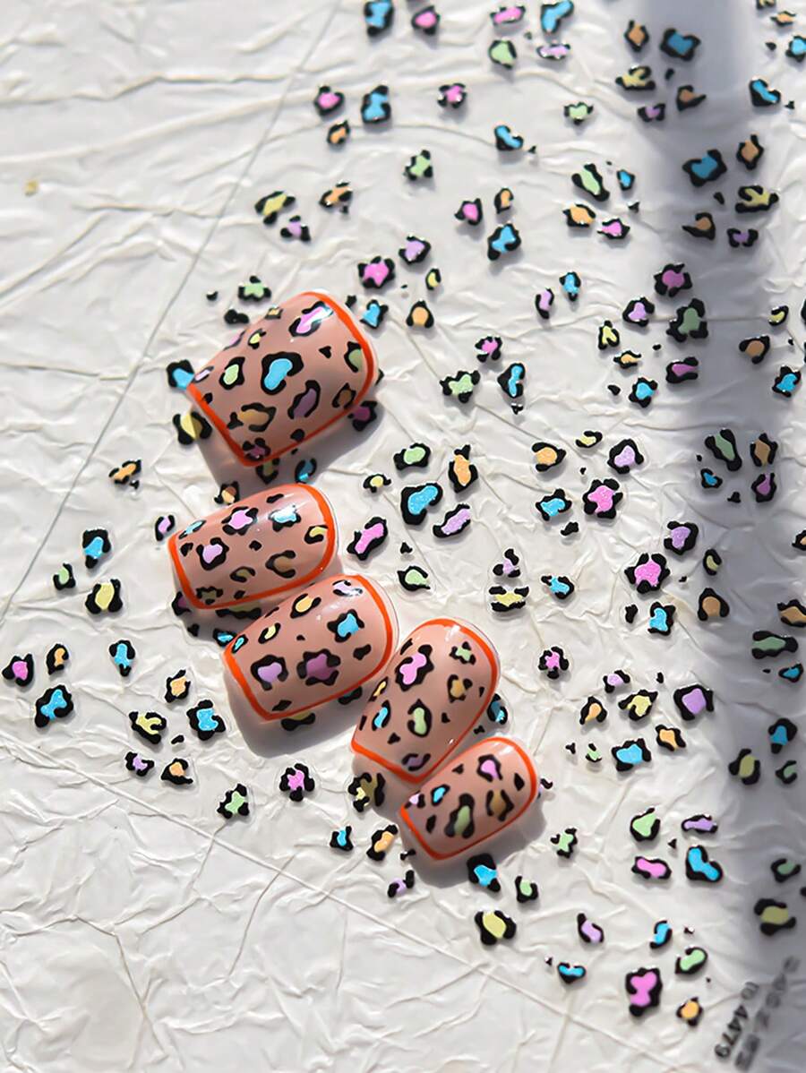 3D New Leopard Print Stickers For Nails Colorful Leopard Stripes Nail ...