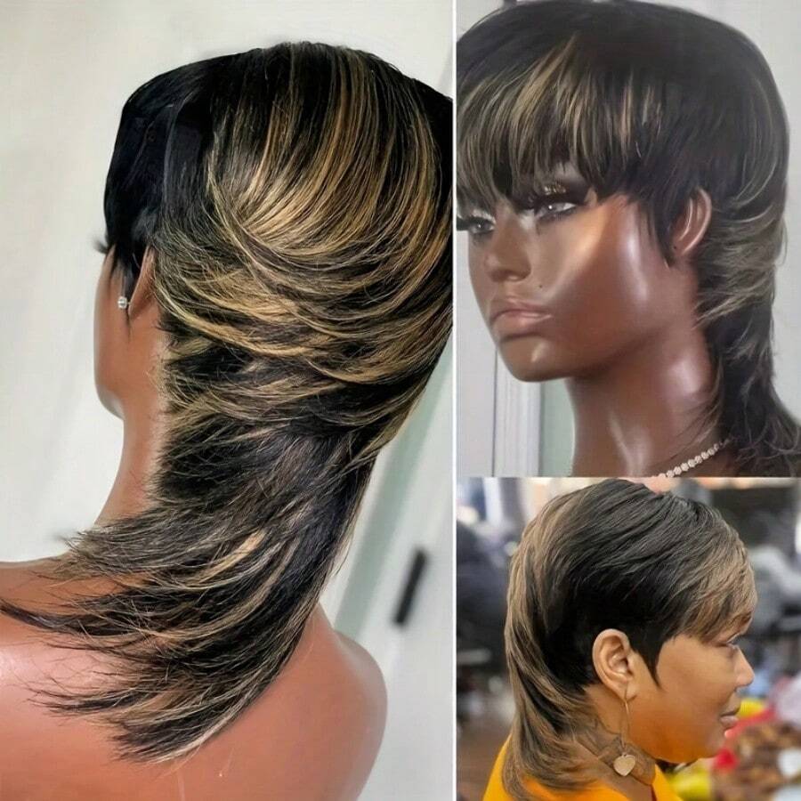 Mullet Wig Pixie Cut Wigs Human Hair For Women Shaggy Layered 70s 80s ...