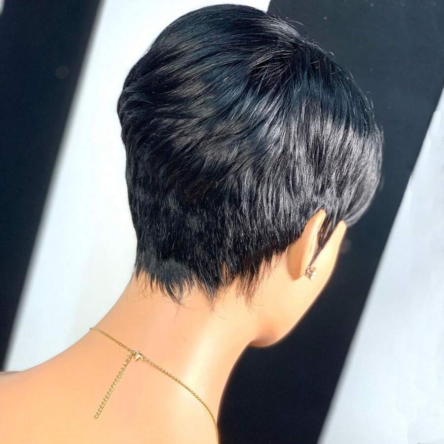 Pixie Wigs Human Hair For Black Women 1B Pixie Cut Wigs For Black Women ...