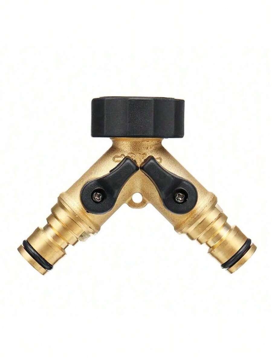 Watering 2-Way Distributor Brass Y Type Water Flow Splitter Garden Tap ...