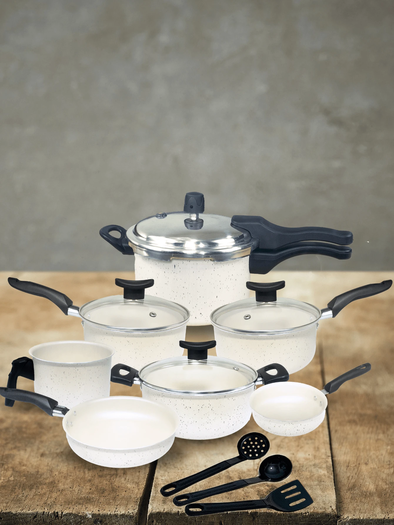 Monaco Non-Stick Cookware Set 10 Pieces External Closure Pressure ...
