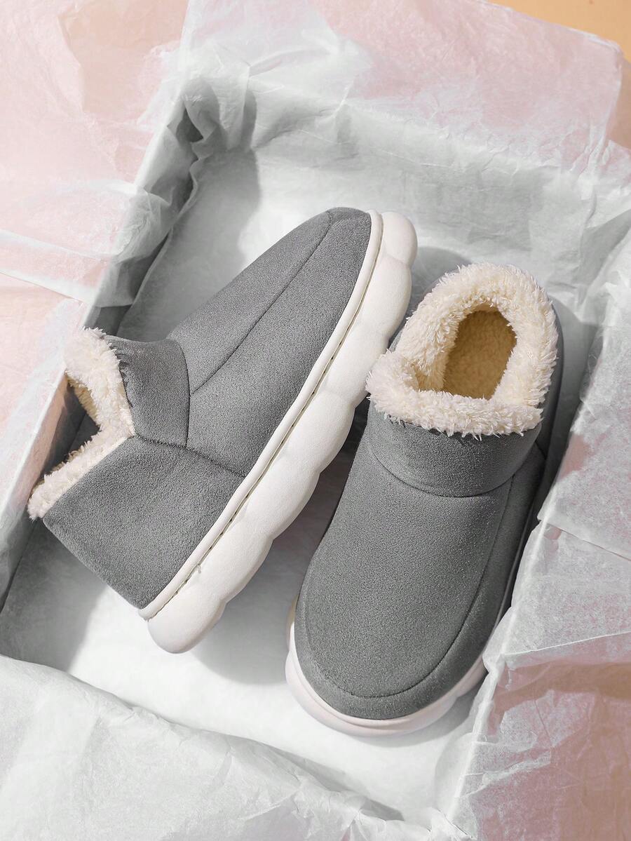 Women's Hook And Loop Closure Indoor House Slippers With Warm EVA Sole ...