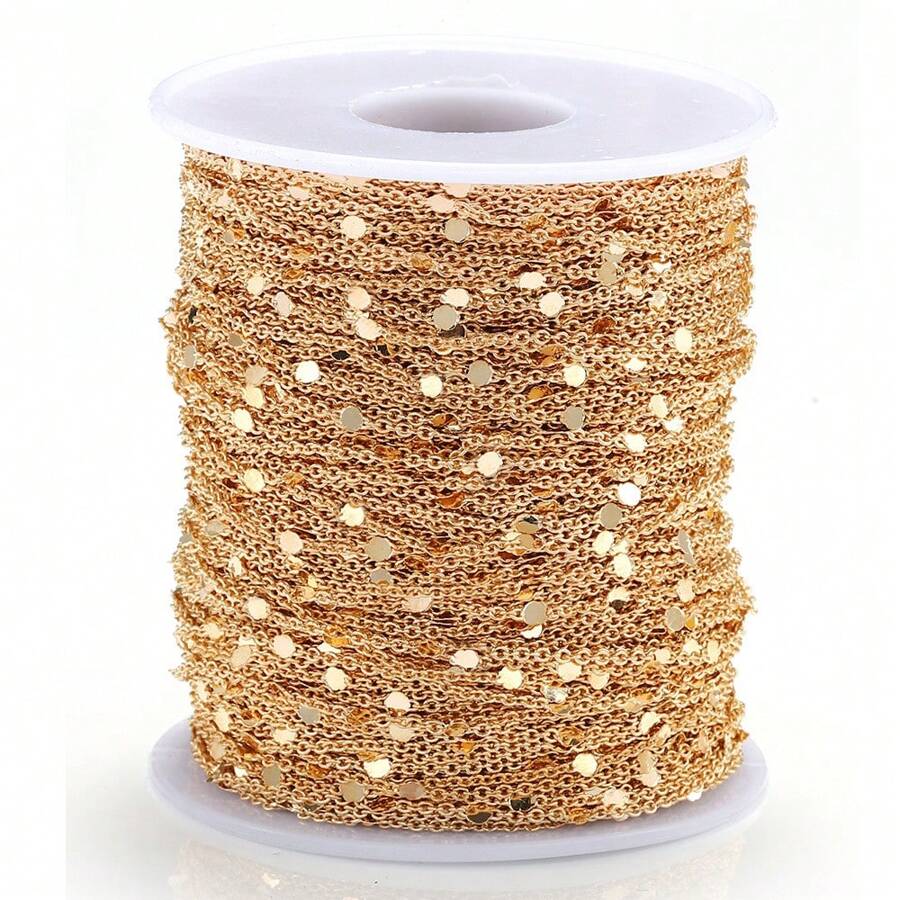 1m/1pack Shiny Sequin Chain, Gold/Silver Metal Copper Wire Chain ...