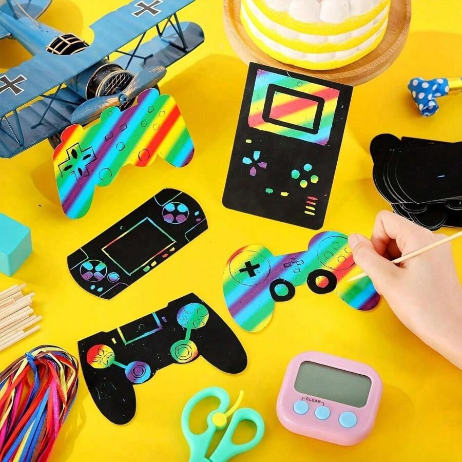 60pcs Video Game Scratch Cards Gamer Party Favors Rainbow Scratch ...