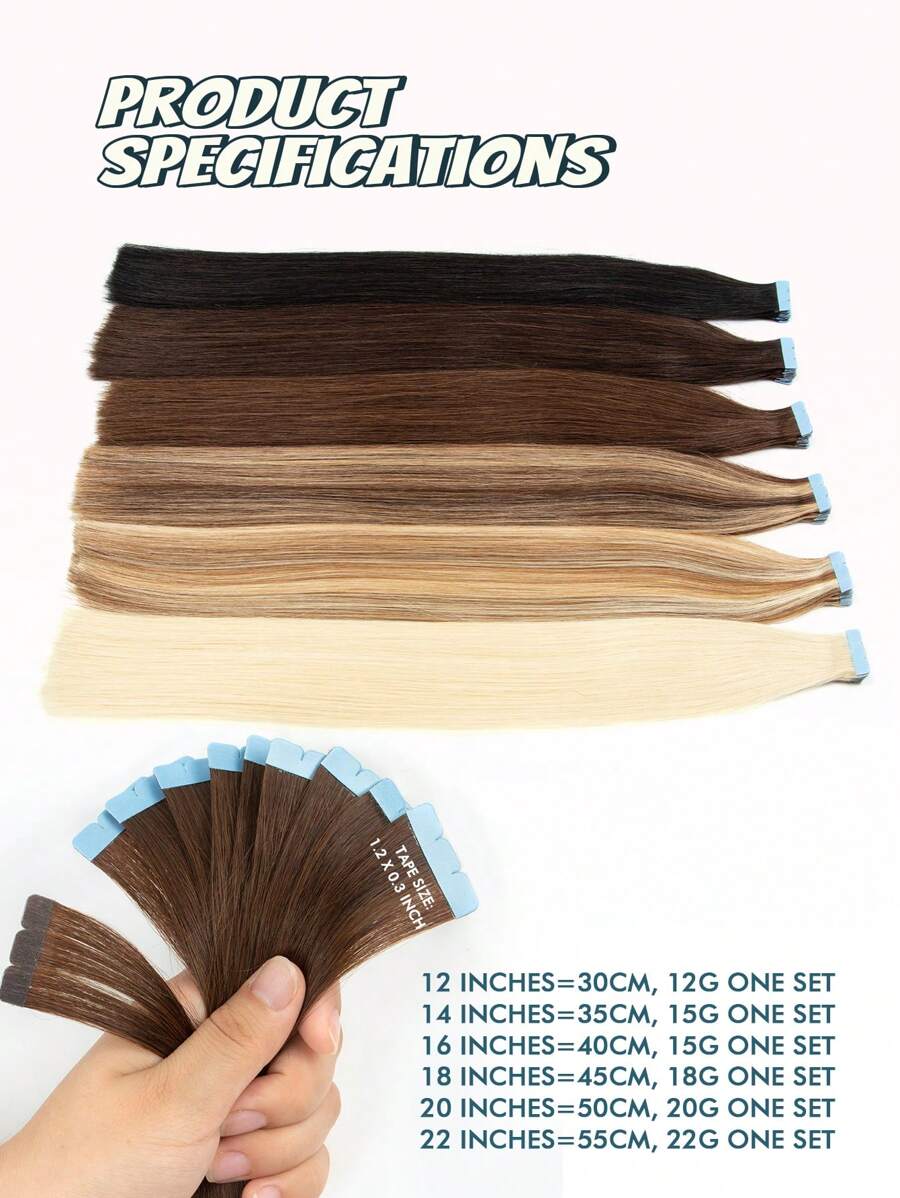 10 pièces Mini Extensions de Cheveux Adhésives Couleur 60 Blond Platine Longueur 14-22 Pouces ...